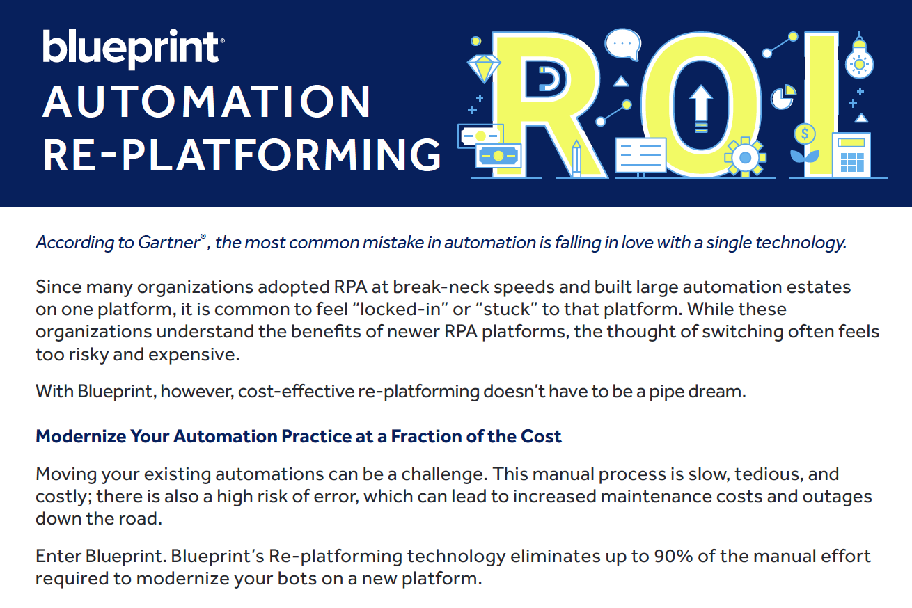 Download the Automation Re-platforming ROI Brochure