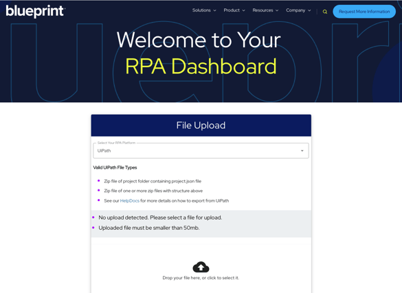 Unlock RPA Insights with Blueprint's Free Trial Dashboard