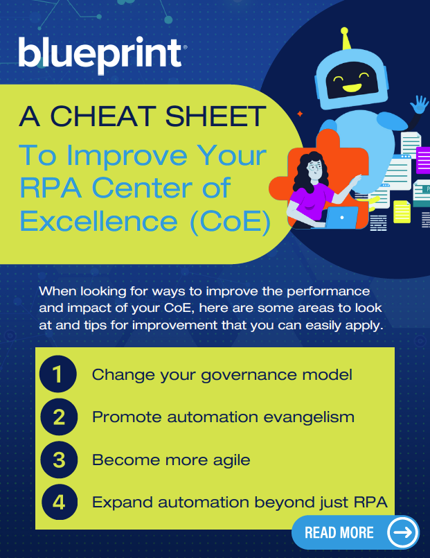 Improve Your RPA Center of Excellence (CoE) Cheat Sheet | Blueprint